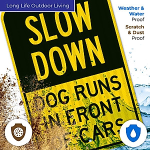 Sigo Signs Dogs at Play Sign, Slow Down Dog Runs in Front of Cars, Large 12x18 3M Reflective (EGP) Heavy .63 Aluminum,Weather/Fade Resistant, Easy Mounting, Indoor/Outdoor Use, Made in USA