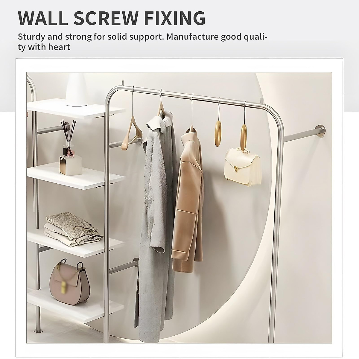 Wall Mount Clothes Rack，Heavy Duty Pipe Clothes Rail Garment Rack With Shelves For Hanging Clothes，Commercial Wedding Dress Display Shelf Clothes Display Rack For Clothing Store ( Size : 300*170cm )