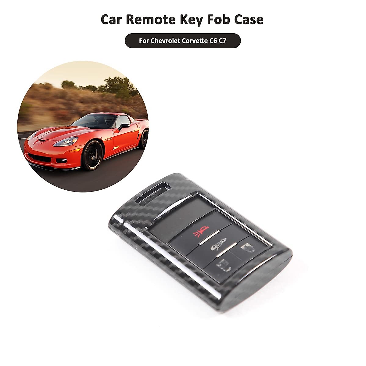 Smart Remote Key Fob Shell Compatible with Chevrolet Corvette C6 C7 Key Fob Case Cover,Car Remote Control Key (Carbon Fiber)