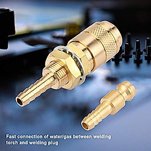 Hilitand M6 Quick Connector Set Quick Water Cooled Gas Adapter Fitting Hose for MIG TIG Welder Torch Fitting for Welding Torch (Gold)