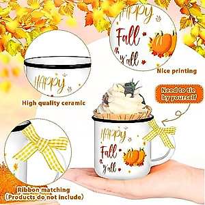 Lallisa 4 Pcs Fall Mini Coffee Mug Autumn Pumpkin Maple Leaf Mini Coffee Cups Fall Tiered Tray Decor with Handle for Kitchen Farmhouse Thanksgiving Home Decoration Centerpieces Gift Centerpieces Party