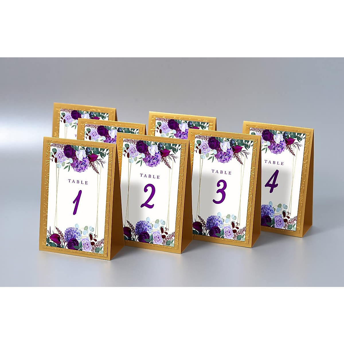 SLS Vision Table Number Cards for Wedding or Other Events. 4x6 Inches, Double-Sided, Numbers 1-25 Plus Head Table Card, Made in USA. Purple Bliss.