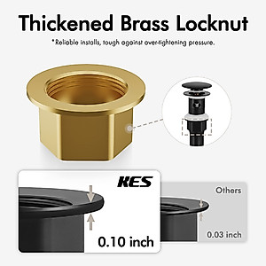 KES Bathroom Sink Drain with Strainer Basket Hair Catcher Anti Clog Pop Up Drain Stopper Vanity Vessel Sink with Overflow, Matte Black S2013A-BK