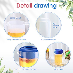 3 Pcs 0.67 Gallon 2.5 Liter Water Pitcher Set Plastic Pitcher with Lid Measurement 3 Position Lid for Hot Cold Drinks Lemon Juice Beverage Ice Tea Dishwasher Safe, 85 Oz (Clear and Pink, White, Blue)