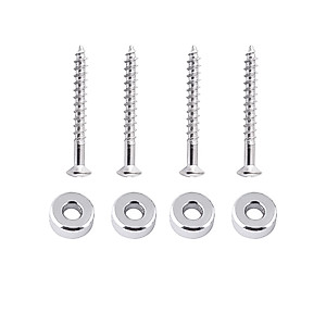 Metallor Guitar Neck Joint Bushings and Bolts Mounting Ferrules Metal with Mounting Screws for Electric Guitar or Bass Guitar 4Pcs Chrome
