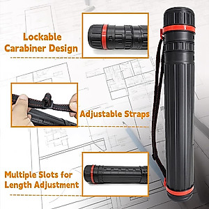 Jkjhbhged 3 Piece Poster Tube-Telescoping Blueprint Holder Black Art Tube for Posters, Documents, Art, Blueprints, Expandable 28.75Inches