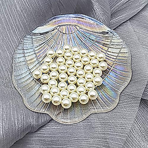 INSPIRELLE 580pcs 10mm Ivory Polished ABS Undrilled Art Faux Pearls for Vase Fillers, No Hole Makeup Beads to Hold Brush Lipstick, Imitation Round Pearl Beads for Table Scatter Home Wedding Decoration