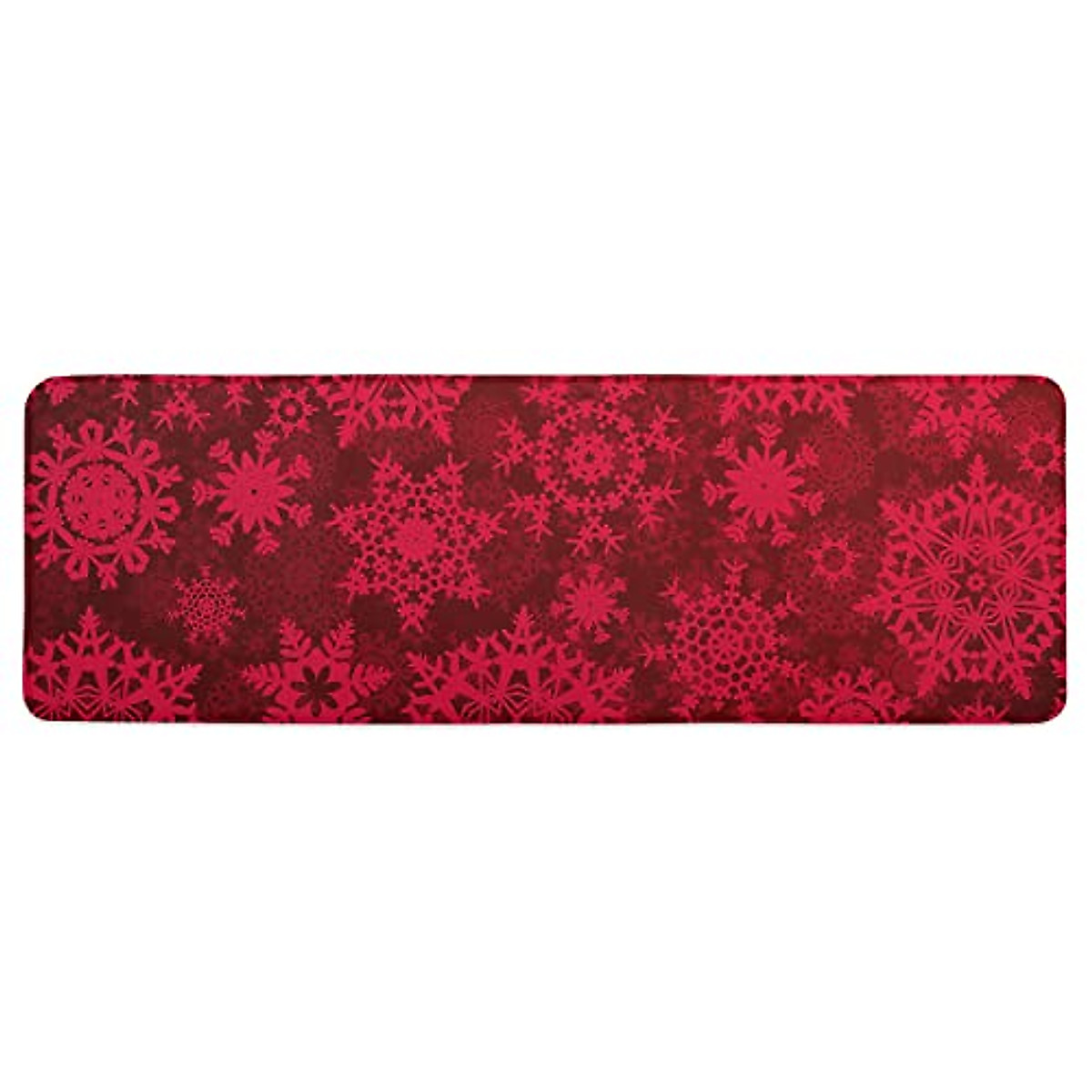 Libaoge Kitchen Mat Rug 1 PCS Christmas Snowflake Red Runner Rug Anti-Fatigue Comfort Memory Foam Standing Mat Non-Slip Floor Door Mat for Bathroom Bedroom 18x47in