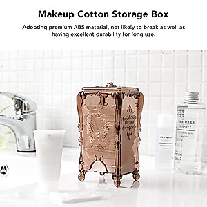 Agatige Cotton Pad Holder, Butterfly Rose Flower Cotton Pad Dispenser with Cover for Home(Translucent Coffee)