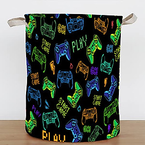 Game Controller Gaming Laundry Basket Boys Hamper Bag Dirty Clothes Storage Basket Waterproof Foldable Collapsible Organizer Gamer Room Decor For Bedroom Boys Room Bathroom Dorm