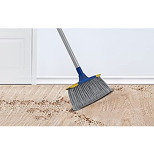 Slim Angle Broom, Heavy Duty Broom, Indoor Brom, Outdoor Angle Broom with Extendable Handle, Durable Collapsible Broom for Home, Kitchen, RV, Travel, Blue, 1 Pack, by Superio