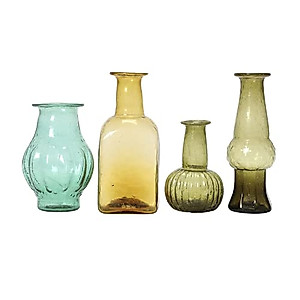 Creative Co-Op Hand Blown Glass Vases, Multicolor, Set of 4 Styles