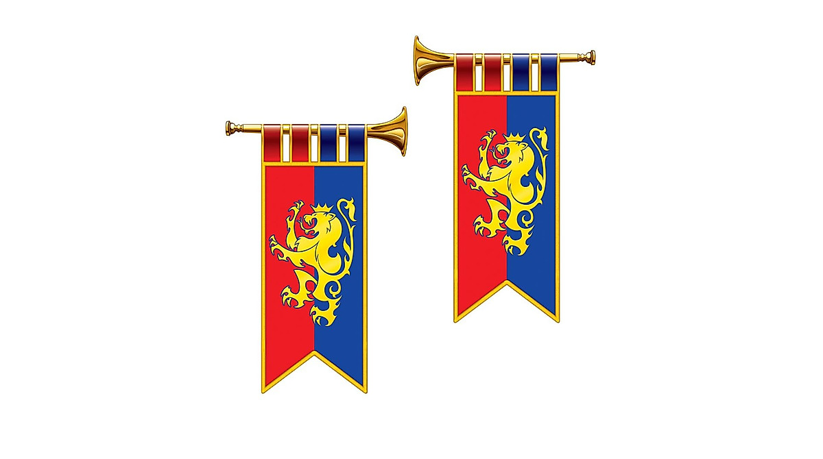 Royal Trumpet Banner Cutouts for Medieval Party Decor