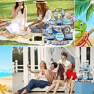Maitys 21-Piece Hello Summer Beach Tiered Tray Decor Set - Wooden Sea Turtle Tabletop Items - Graduation & Summer Party Decoration