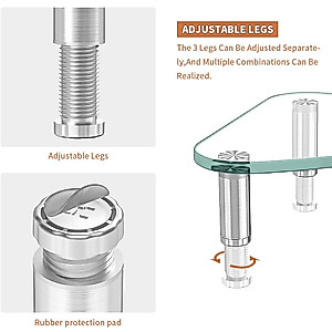 Hemudu Clear Glass Computer Monitor Riser / Triangle Desktop Universal Corner Stand for Computer Monitor & Laptop HD01T-003