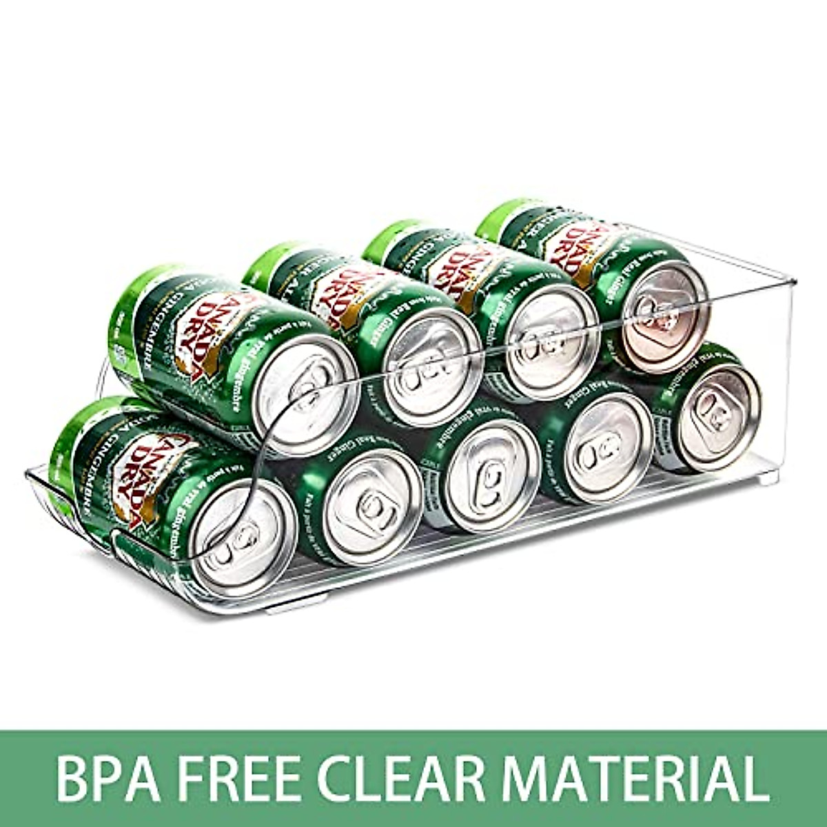 2 Pack Soda Can Organizer for Refrigerator, Can Orgainzer for Pantry, Kitchen, Countertops, Cabinets, Clear Plastic Canned Food Dispenser, Beverage Holder, Can Dispenser