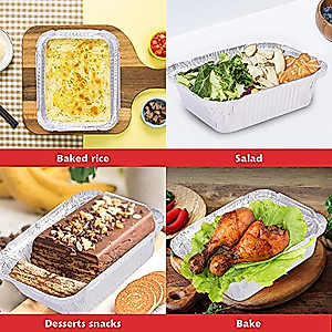 SAITI 50 PCS Christmas Cookie Tins with Lids for Gift Giving, Foil Treat Containers Disposable Food Storage Pan Aluminium Foil Containers for Holiday Leftovers Goodie Container or Cookie Exchange