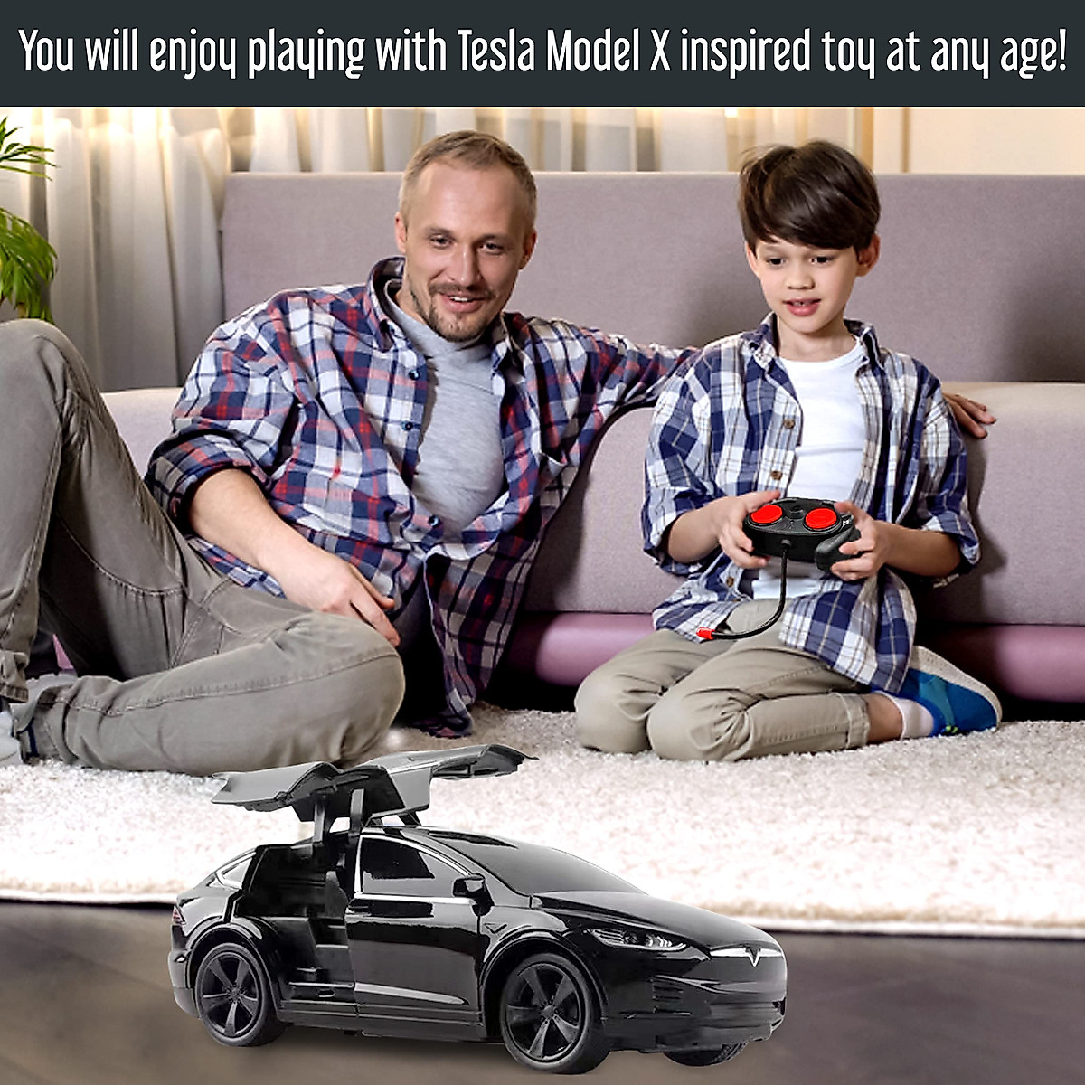 TPower T Power! Dynamic Remote Control Car 1 24 Scale RC Vehicle Great Gift for Children Remote Control Car Model with Falcon Door in Black Color