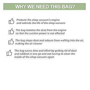 5 Pack Ridgid VF3501 Filter Bags, Compatible with Ridgid Shop Vac & Workshop 3-4.5 Gallon, Fine Dust Bags, Replacement Part# RIDGID VF3501 / WORKSHOP WS32045F
