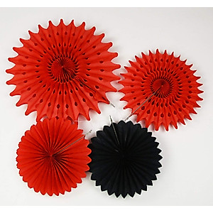 Mickey Mouse Birthday Party Decorations Black History Month Party Decorations Minnie Mouse Birthday 7pcs Yellow Red Black Tissue Paper Fans for Mickey Mouse 1st Birthday Decorations/Spain Decorations