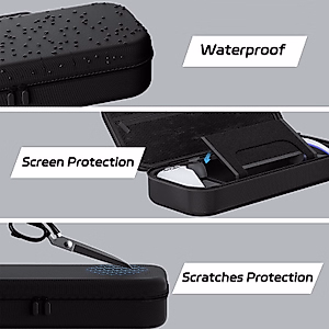 Hosanwell 9-in-1 Accessories Set Compatible with Playstation Portal, EVA Carrying Case for PS Portal*1, Soft Silicone Grip Cover*2, Screen Protector*2, Joystick Caps*2, Ear Wired Headphone*1,Stand*1
