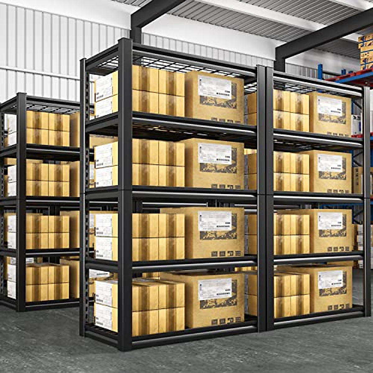 REIBII 72" Storage Shelves Heavy Duty Shelving, Wide Garage Shelving Loads 2000Lbs, Adjustable Garage Storage Shelves, 5 Tier Metal Shelving for Storage Utility Shelf Rack, 72"H*35.5"W*16"D, 2 Pack