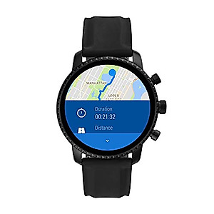 Fossil Men's Gen 4 Explorist HR Heart Rate Stainless Steel and Silicone Touchscreen Smartwatch, Color: Smooth Black (Model: BQD1000)