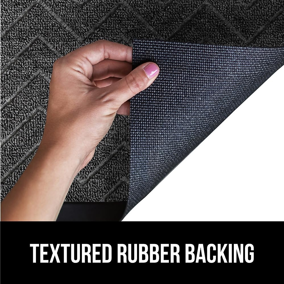 Gorilla Grip 100% Waterproof All-Season WeatherMax Doormat, 23x35, Durable Natural Rubber, Stain and Fade Resistant, Low Profile, Indoor Outdoor Doormats, Easy Clean Patio Entrance Mat, Steel Chevron