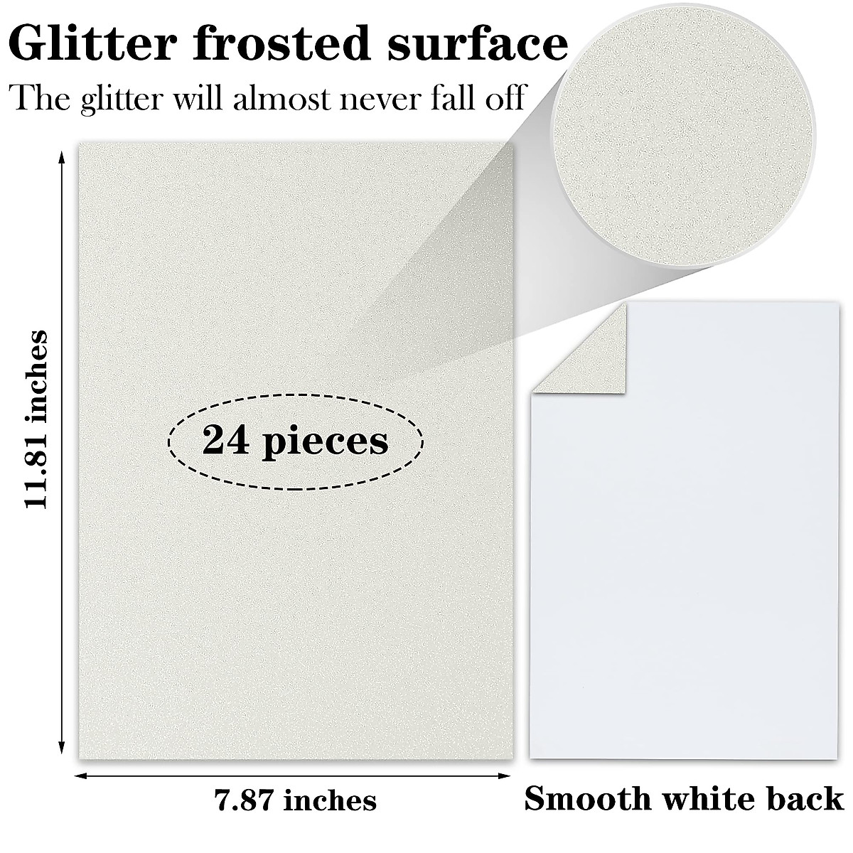 Twavang 24 Sheets White Glitter Cardstock Paper, A4 Premium Sparkly Paper for Scrapbook, DIY Projects, Party Decoration, Gift Box Wrapping 250GSM/92lb