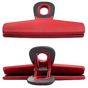 COOK WITH COLOR Food Clips - Chip Bag Clips Set of 4, 5 Inches Wide Heavy Duty Chip Clips, Large Bag Clips for Food Storage with Air Tight Seal Grip for Bread Bags, Snack Bags and Food Bags