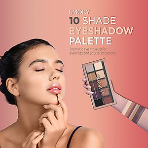 Profusion Cosmetics 10 Shade Eyeshadow Palette - High Pigmented Multi-Finish Colors, Vegan & Cruelty-Free, Create Stunning Looks On-the-Go - Travel-Friendly & Versatile Makeup, Smoky