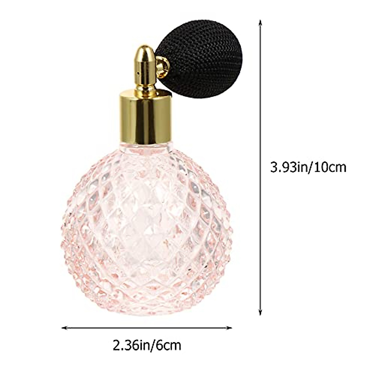 FOMIYES Vintage Perfume Bottle, 100ML Crsyle Spray Bottle Refillable Empty Glass Bottle Perfume with Air Bulb for bartender Home Bar (Pink)