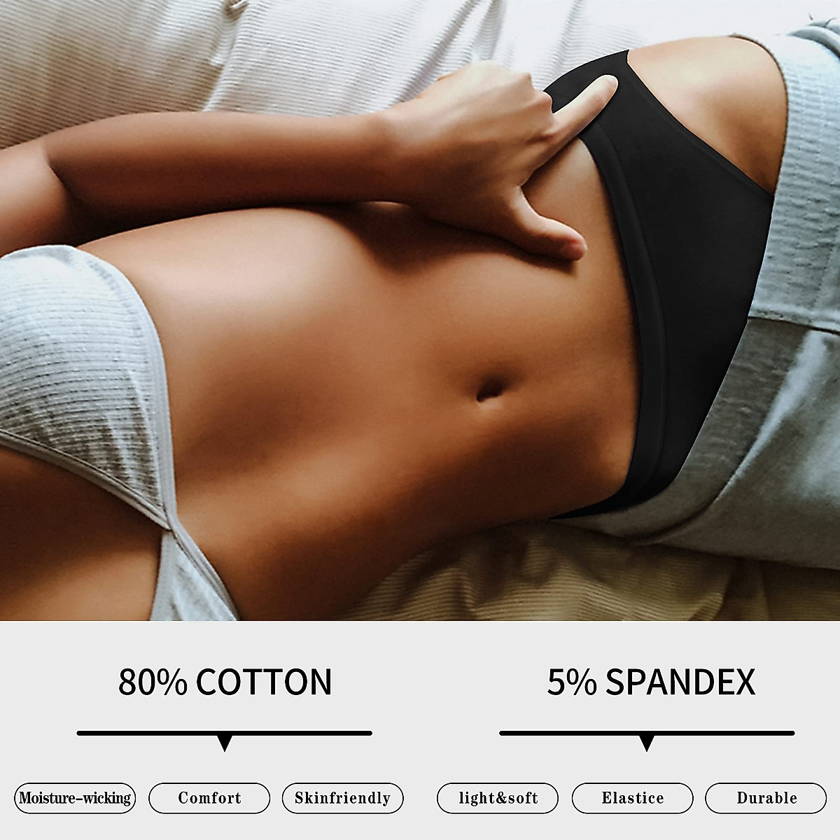 Bikini Underwear for Women,Womens Underwear Seamless Low Waist Cotton Panties for Women High-Cut Stretch Cheeky Underwear Multipack -10 pack, XL