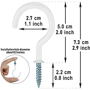 HULISEN 2.9" Large Ceiling Hooks, 12 Pcs Heavy Duty Screw-in Wall Hooks, Vinyl Coated Sturdy Screw Cup Hook for Hanging Plants, Mugs, Wind Chimes, Utensils (Easy to Install)