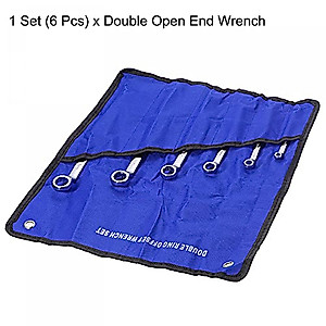 uxcell 45-Degree Offset Box End Wrench Set, 5.5-16mm Metric CR-V Steel with Rolling Pouch, 6-Piece