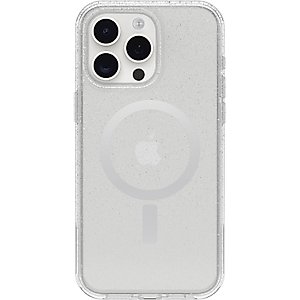 OtterBox iPhone 15 Pro MAX (Only) Symmetry Series Clear Case - STARDUST (Clear/Silver), Snaps to MagSafe, Ultra-Sleek, Raised Edges Protect Camera & Screen