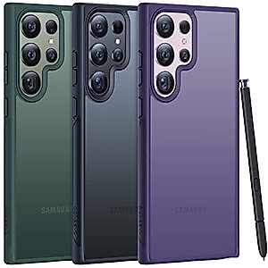 CASEKOO Genuine Official for Samsung Galaxy S23 Ultra case (10FT Military Drop Protection) (Zero-Smudge Tech) Translucent Hard Back & Soft Bumper, Protective Slim S23 Ultra Case 6.8'' 2023, Purple