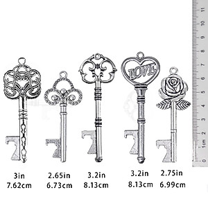 Makhry Skeleton Key Bottle Opener Wedding Favors 100pcs Guests Souvenir Gift set with Thank You Crads and Ribbons for Wedding Bridal Shower Party Favors(Silver)