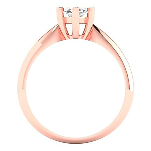 Clara Pucci 1.0 ct Marquise Cut Solitaire Moissanite Engagement Wedding Bridal Promise Anniversary Ring 18K Rose Gold Size 5.5