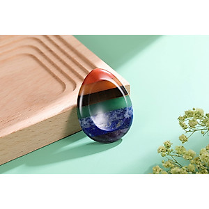 CrystalTears Chakra Worry Stone for Anxiety Healing Crystal Thumb Worry Stones Pocket Palm Stones Stress Relief Reiki Healing Meditation