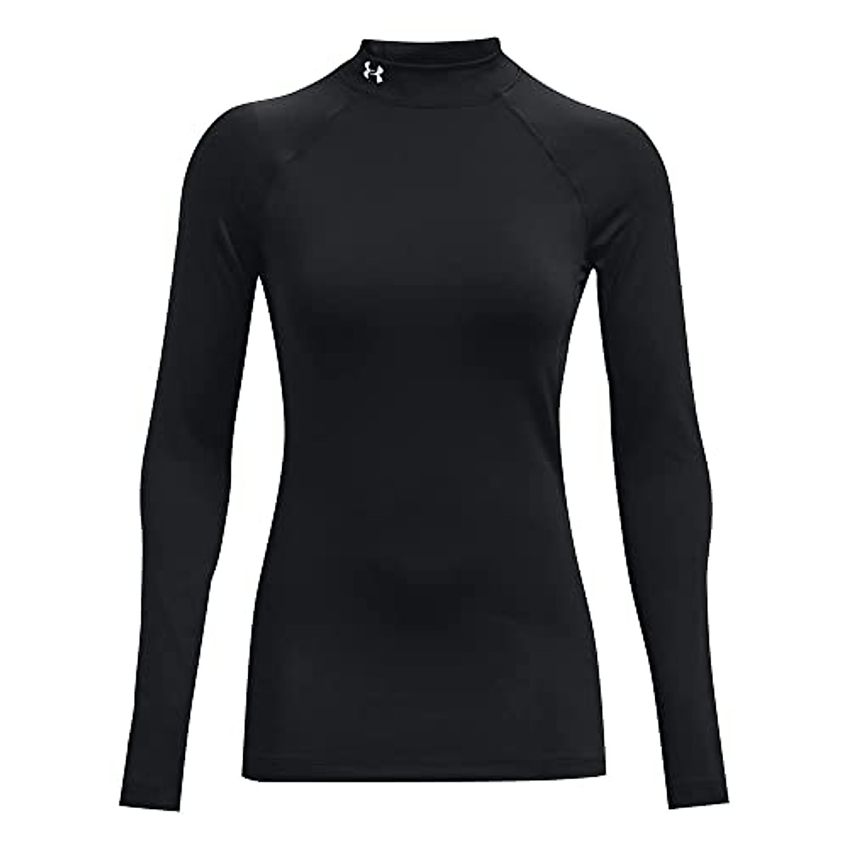 Under Armour Women's Standard ColdGear Authentics Mock Neck, Black (001)/White, X-Large