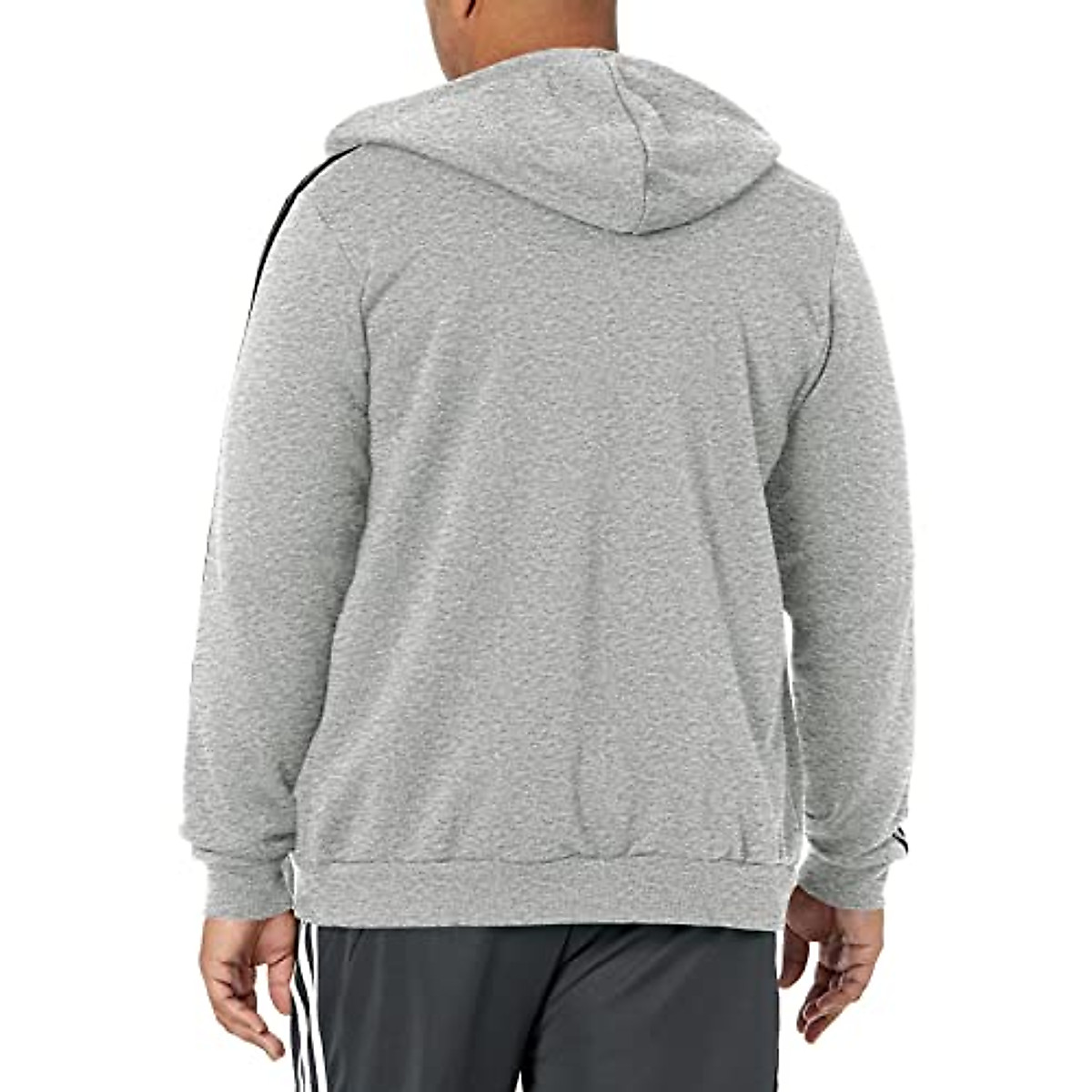 adidas Men's Size Essentials Fleece 3-Stripes Full-Zip Hoodie, Medium Grey Heather, XX-Large/Tall