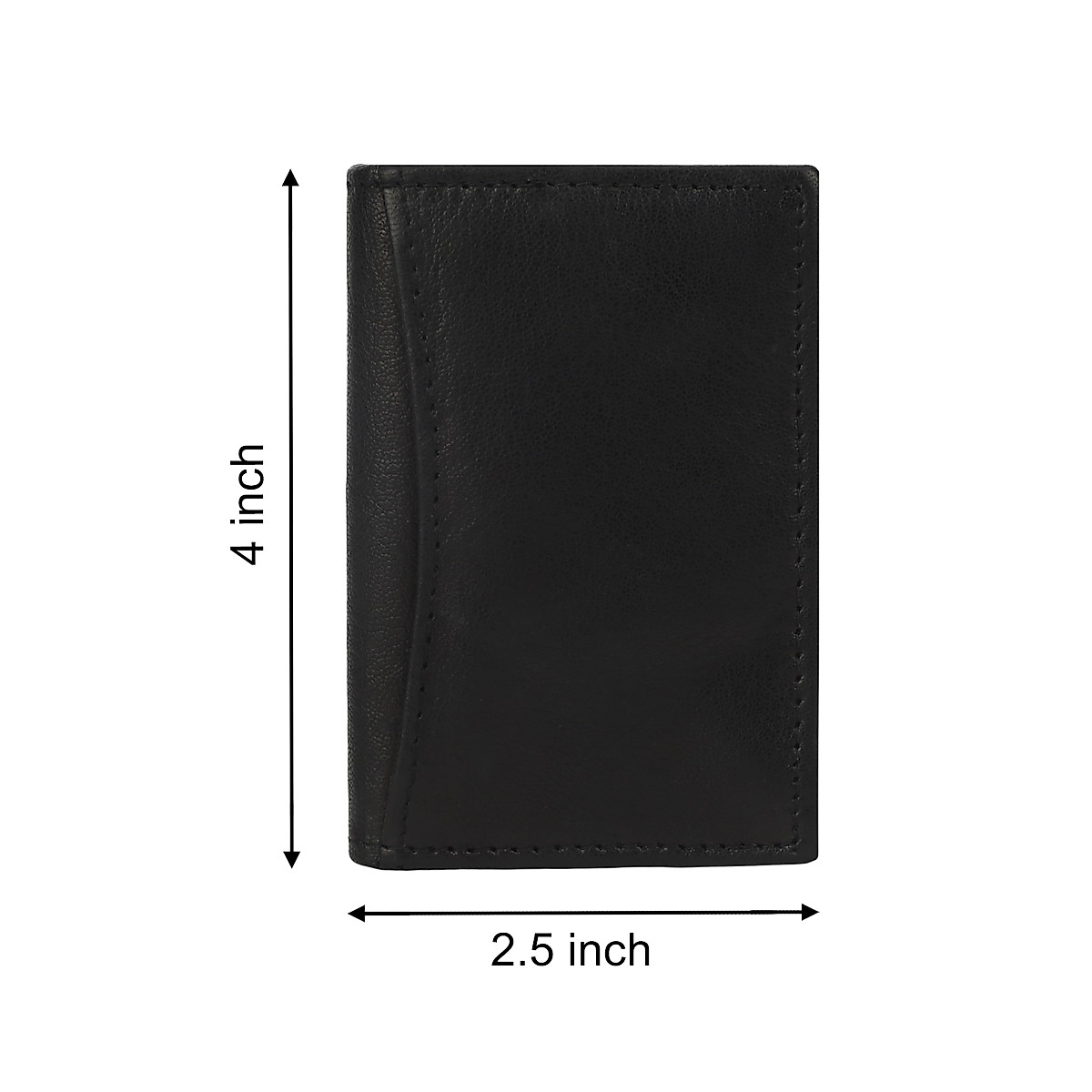 Leatherboss Genuine Leather Business Card Holder | Expandable Pocket, Credit Card & ID Slots | Stylish & Compact | Black