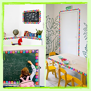 60 Feet Bulletin Board Borders, Colorful Rainbow Die-Cut Rolled Border Trim Decoration Borders for School, Classroom, Offices Walls, Desks, Windows, Doors, Lockers