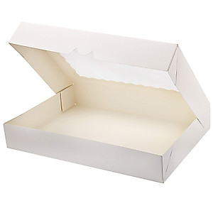 Tcoivs 20-Pack 16" x 11" x 2.5" Bakery Boxes with Window Hold 12 Donuts, Auto-Popup Large Cookie Boxes, Treat Boxes for Pastries (White)