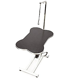 Pet Edge Master Equipment Black Bone Shaped Hydraulic Pet Grooming Table – Foot Operated Hydraulic Pump for 220-Lb. Dogs