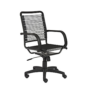 Euro Style Bungie High Back Adjustable Office Chair with Arms and Foam Top Cover, Black Bungies with Graphite Black Frame