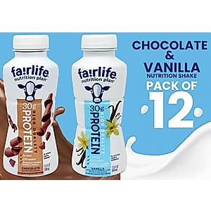 Niro Assortment| Fair life Protein Shakes, Pack Of 12 - Chocolate Fair life Shake And Fair life Vanilla Protein Shake Variety, 11.15 Oz Each - Premium Fair life Protein Shake With Niro Beverage Sleeve