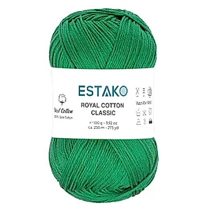 Estako Royal Cotton Classic, 100% Giza Cotton Yarn, Soft, Super Fino 1 for Crochet and Knitting 3.52 Oz (100g) / 273 Yrds (250m) (4060)