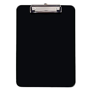 Black Plastic Clipboards, 12 Pack, Durable, 12.5 x 9 Inch, Low Profile Clip, by Better Office Products, Black, Set of 12